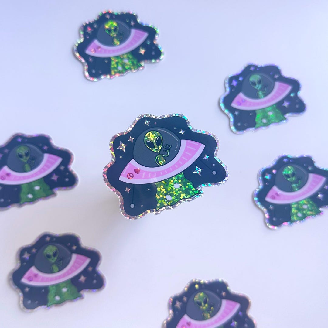 Alien Spaceship Sticker | UFO Stars Extraterrestrial Celestial ...