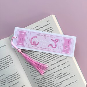 Bookworm Club Bookmark Pink White Tassel Book Lover Reading Bookish ...