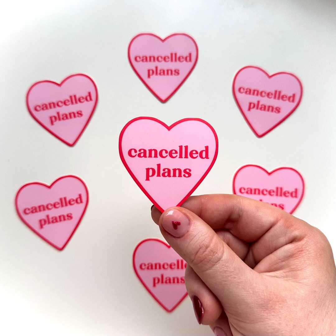 Cancelled Plans Sticker | Heart Funny Pessimistic Stay Home Homebody ...