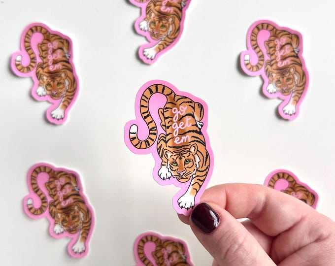 Sassy Pink Tiger - Vinyl Die-cut Stickers - 3" X 2" - Pink - Wild Thing ...