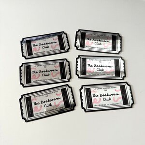 The Bookworm Club Book Lover Reading Gift Admittance Ticket Sticker ...