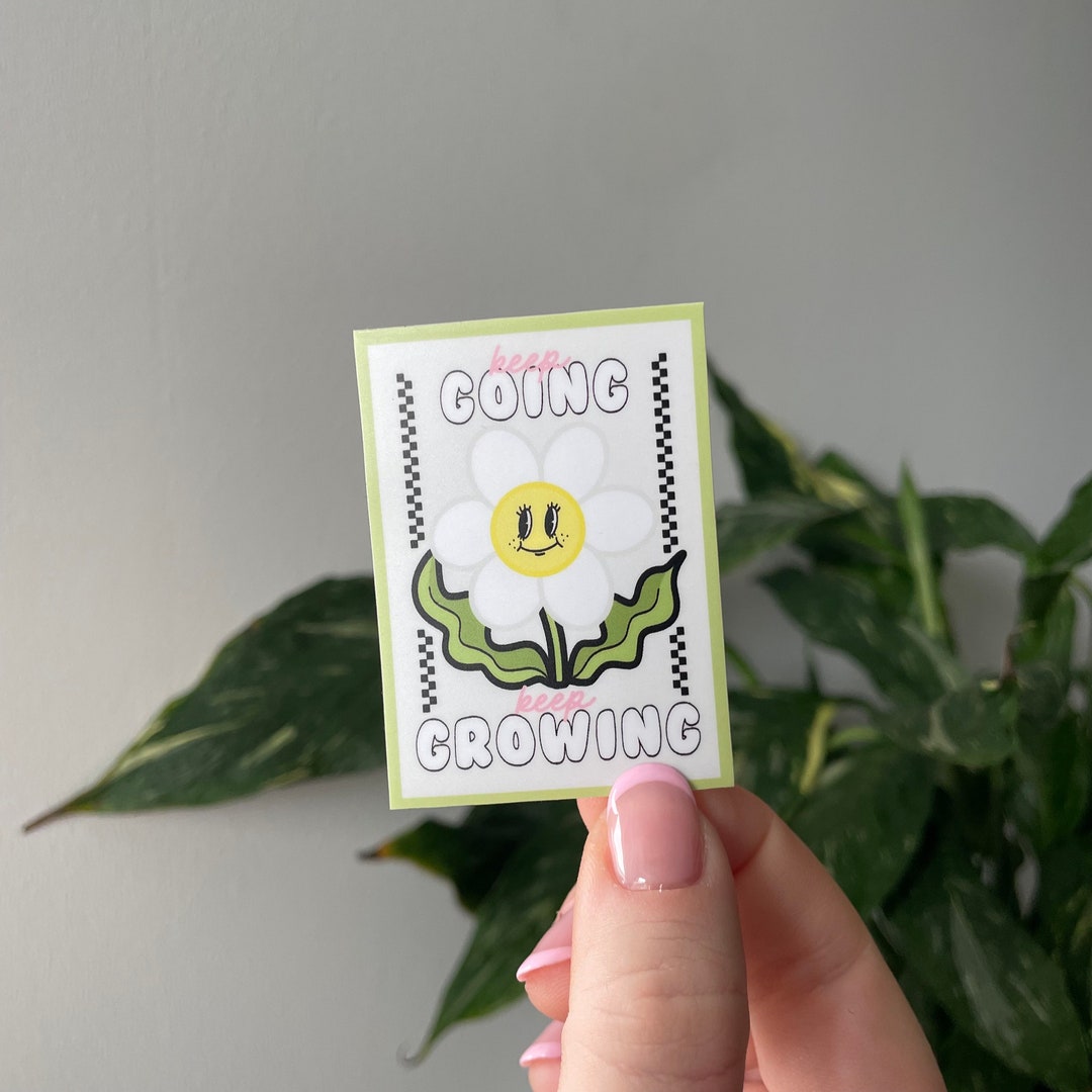 Keep Going Keep Growing Flower Positive Vibes Checkerboard Pastel Retro ...