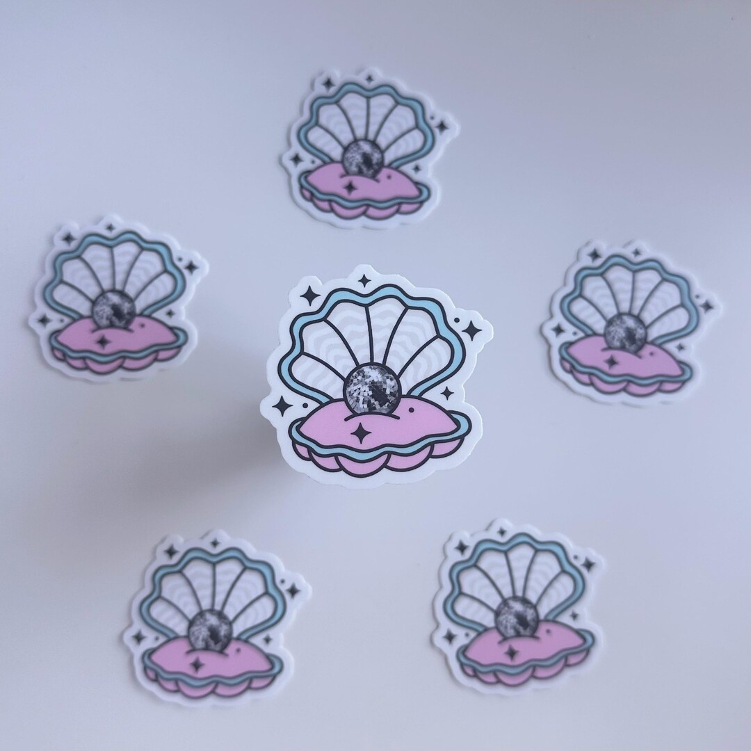 Oyster Disco Ball Sticker | Seashell Pearl Matte UV Water Resistant ...