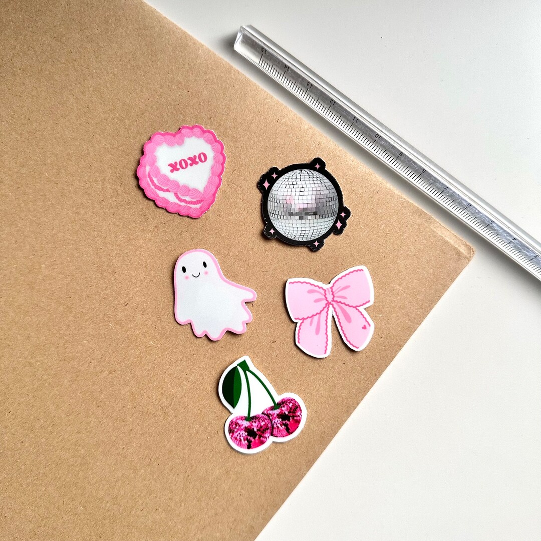 Mini Sticker Pack of 5 Stickers Disco Ball Cherries Coquette Bow Retro ...