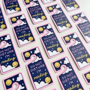 Do Not Disturb Im Reading Door Hanger Smiley Sticker Book Lover Reading ...