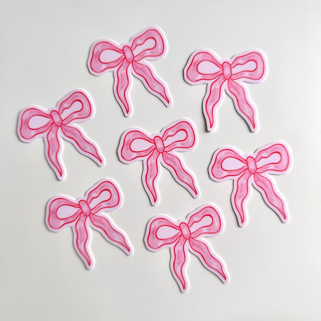 Coquette Wiggly Bow Sticker Pink Red Green Matte Phone Laptop Vinyl ...