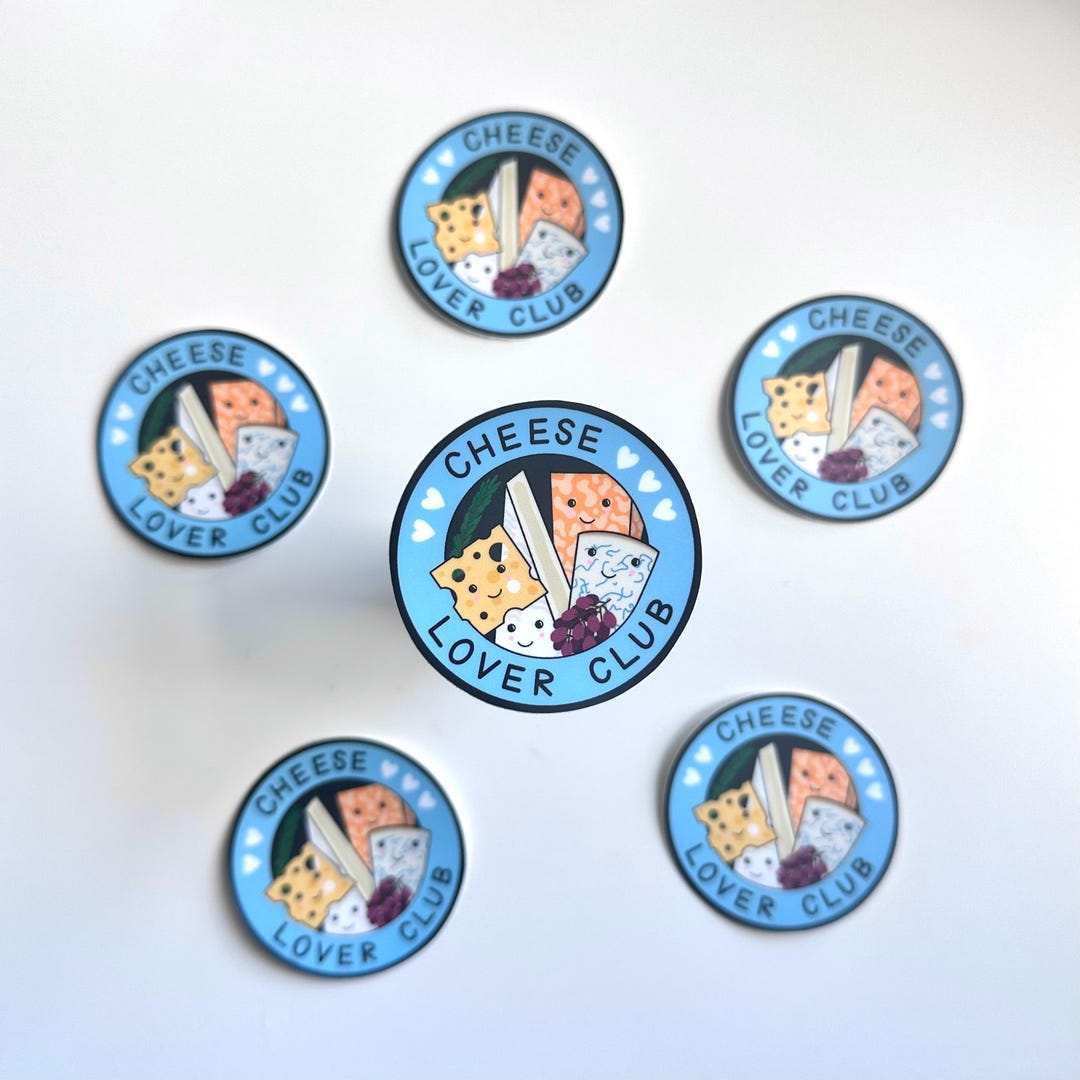 Cheese Lover Club Sticker | Brie Cheddar Stilton Snacks Smiley Circle ...