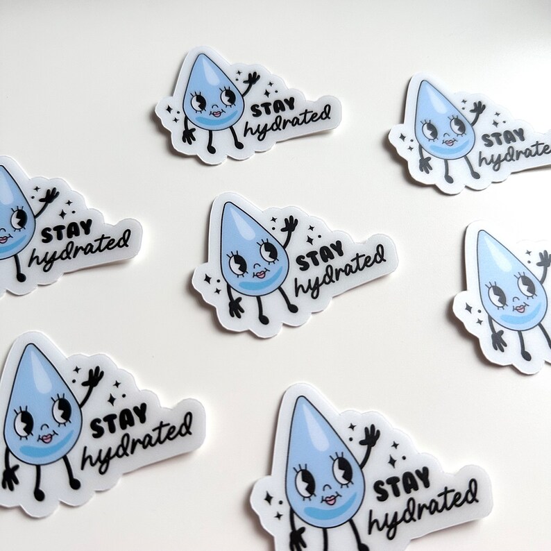 Waterproof Stay Hydrated Retro Character Cute Sticker Die Cut UV ...