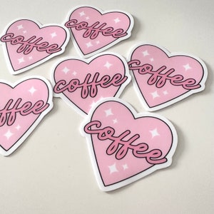 I Love Coffee Iced Lattes Sparkle Heart Pink Die Cut Sticker UV Water ...