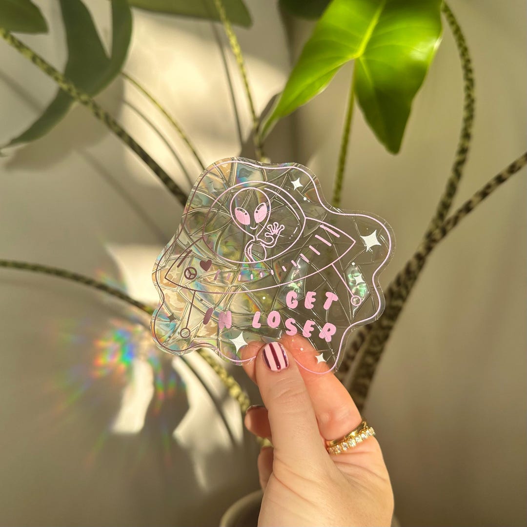 Alien Suncatcher Sticker | Window Static Cling UFO Get in Loser Funny ...