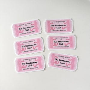 The Bookworm Club Book Lover Reading Gift Admittance Ticket Sticker ...