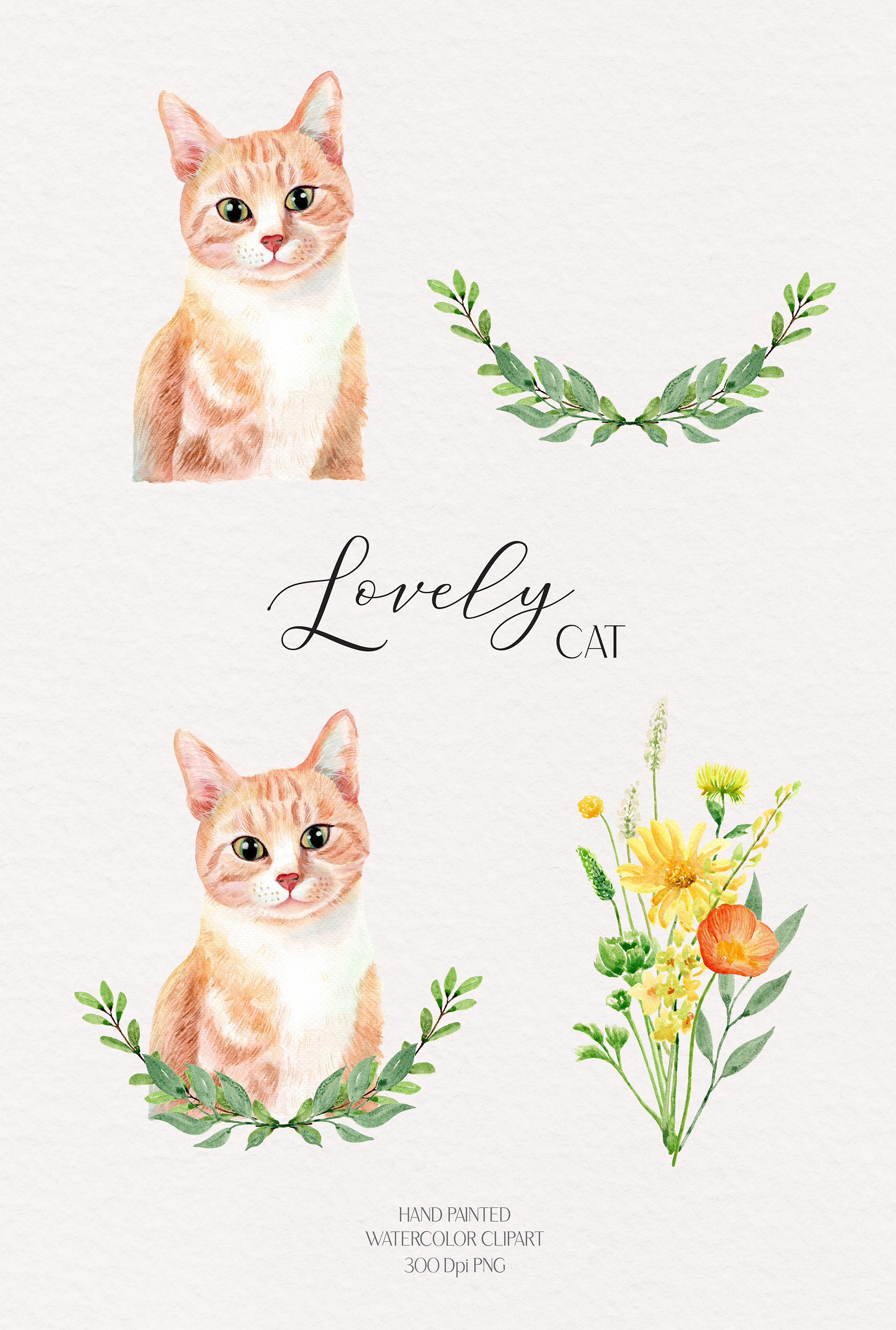 Watercolor Cat Clipart Cat Png Kitten Clipart Pet Clipart Cat - Etsy