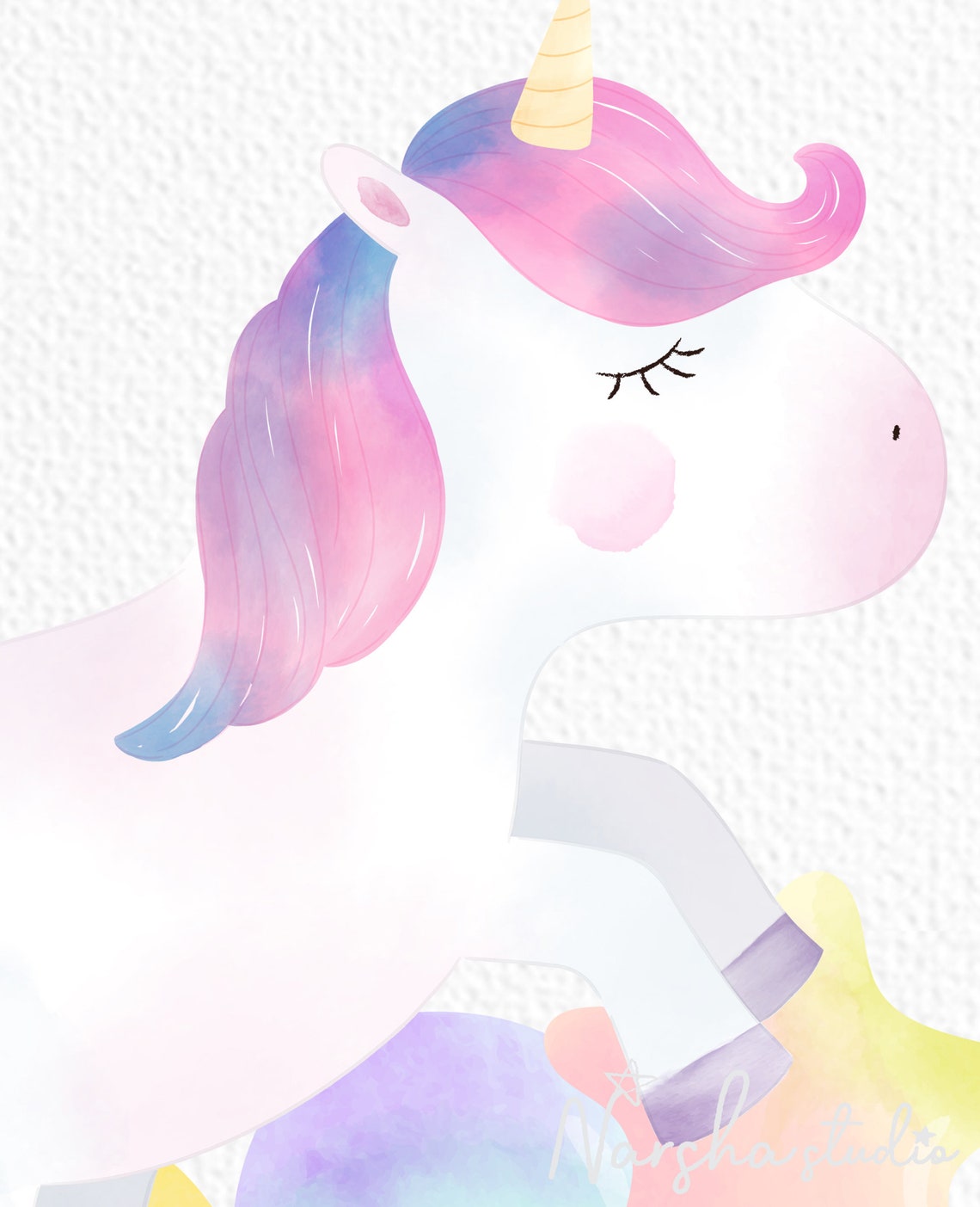 Watercolor Baby Unicorn Clip Art/ Unicorn PNG/ Hearts/ | Etsy