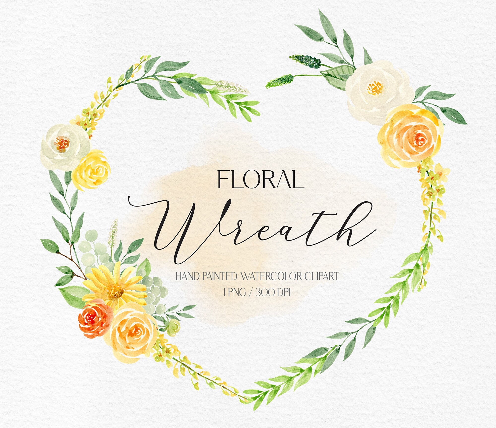Flower Wreath PNG Watercolor Floral Frame Clipart Flower Frame - Etsy