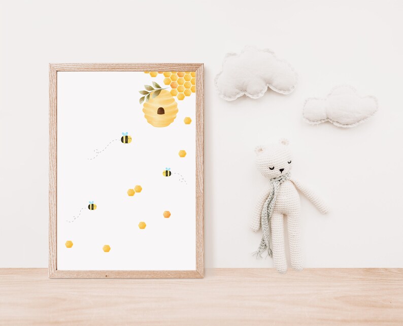 Honey Bee Decor/ Honey Bee/ Bee Print/ Bee Art/ Bee Wall Decor/ Poster ...