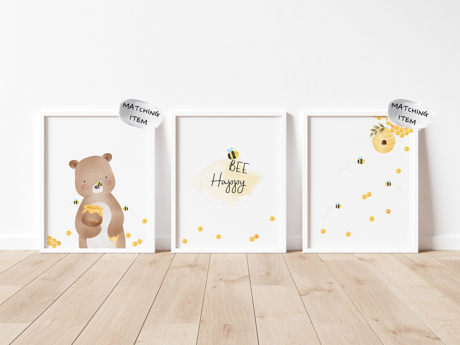 Bee Happy Print/ Printable Bee Art/ Bee Wall Decor/ Bee Art | Etsy