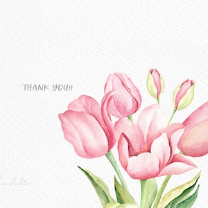 Spring Pink Tulip Watercolor Clip Art/ Floral Clipart/ Botanical ...