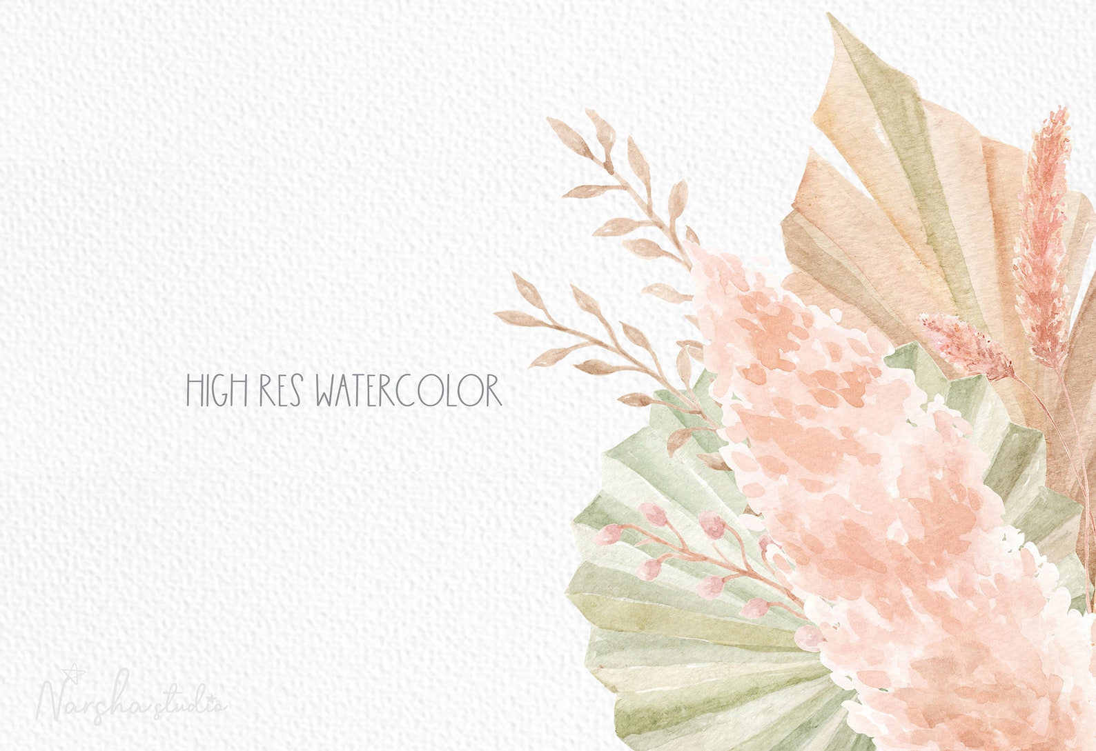 Dried Boho Bouquet Watercolor Clip Art Watercolor Pampas - Etsy