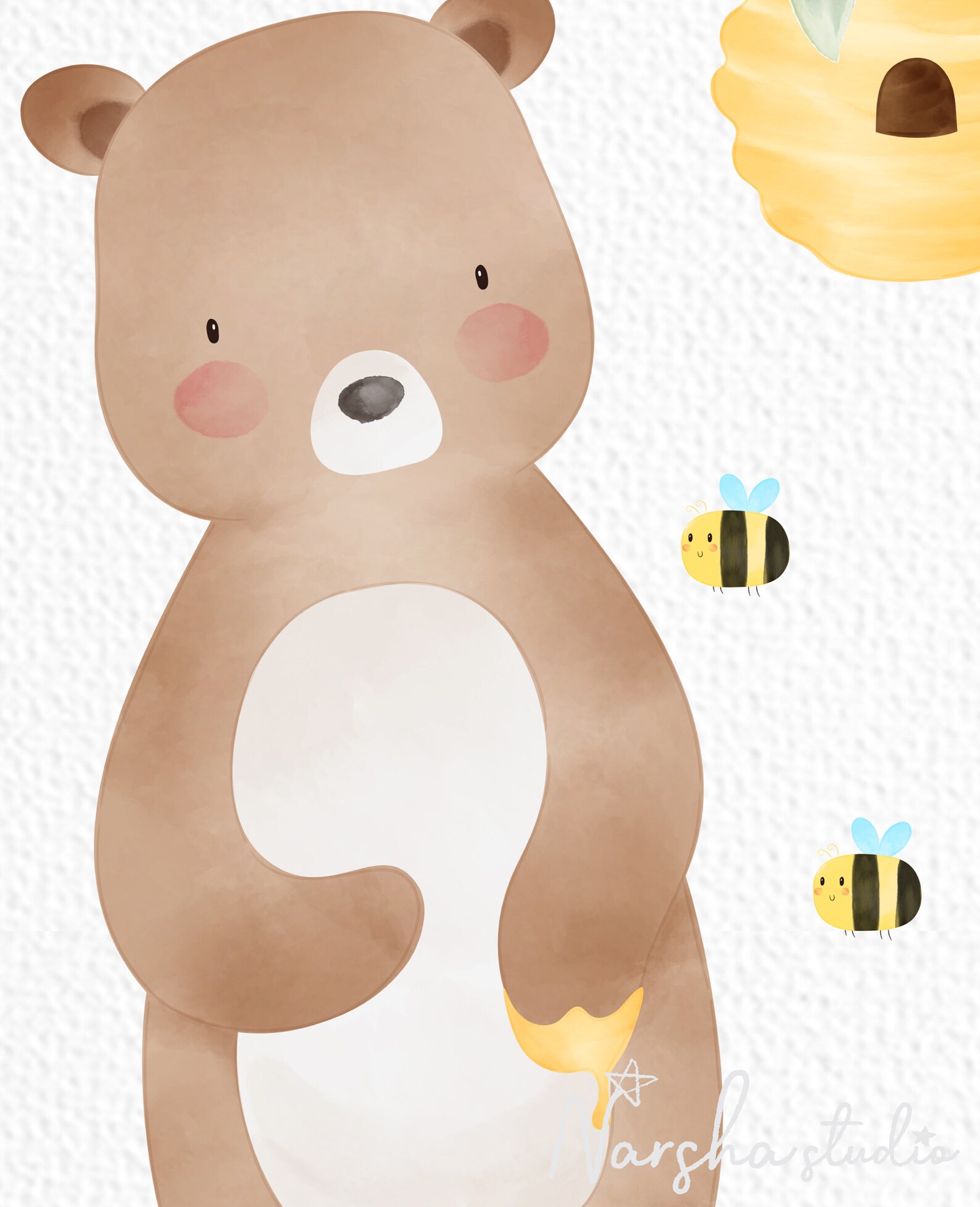 Honey Bear Watercolor Clip Art/ Baby Bear Clipart/ Honey | Etsy Canada