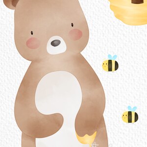 Honey Bear Watercolor Clip Art/ Baby Bear Clipart/ Honey Clipart/ Honey ...