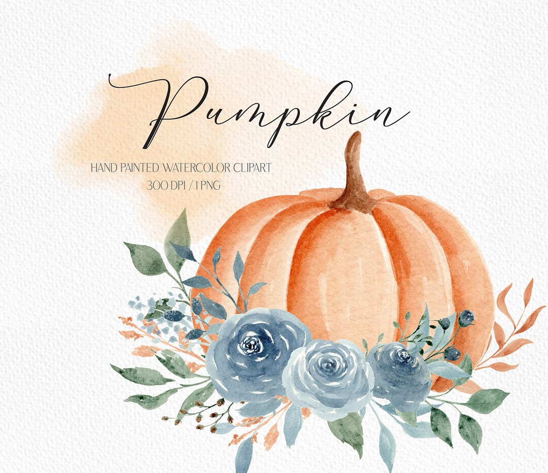 Watercolor Pumpkins Clipart Pumpkin Png Floral Pumpkin Fall Clipart ...