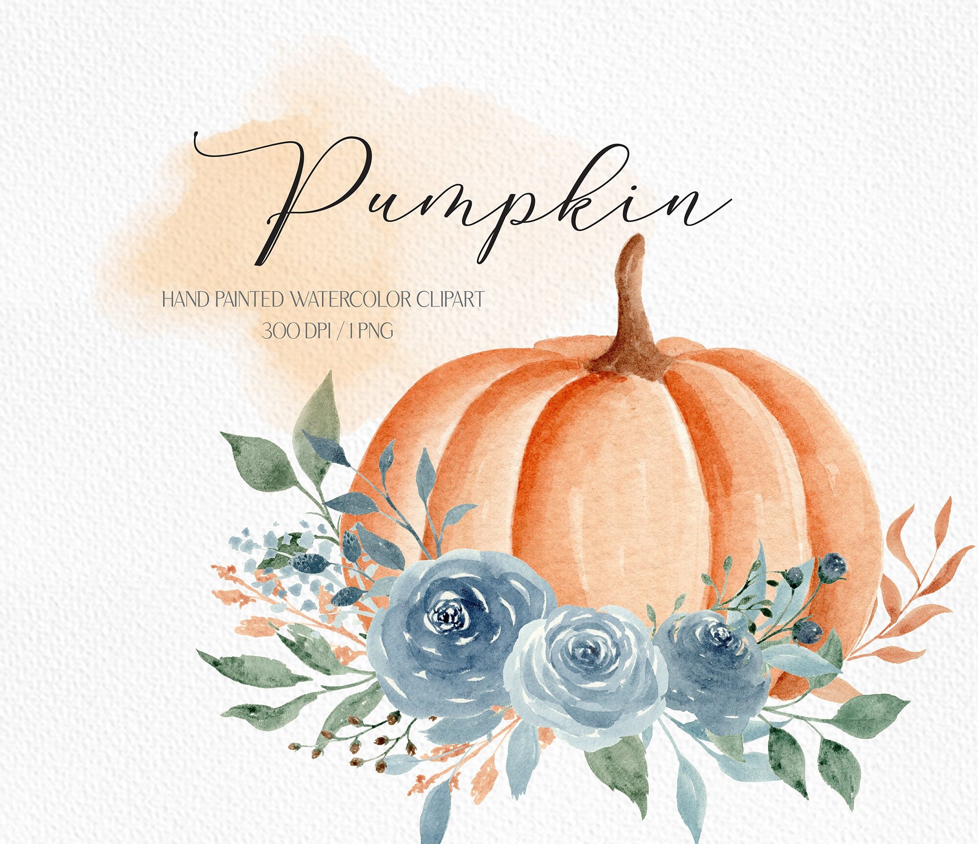 Watercolor Pumpkins Clipart Pumpkin Png Floral Pumpkin Fall - Etsy