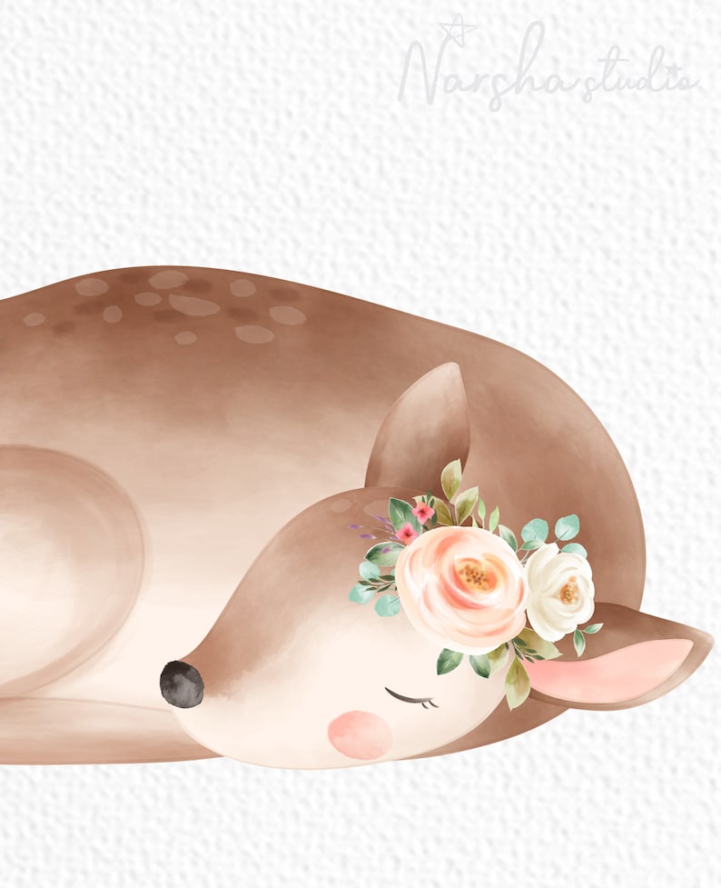Lovely Deer Watercolor Clip Art/ Deer Watercolor/ Baby Deer Art/ Deer ...