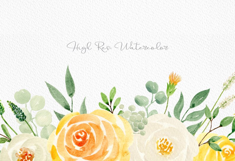Watercolor Yellow Rose Clipart Floral Frame Clipart Flower - Etsy