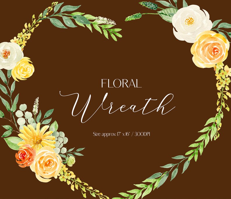 Flower Wreath PNG Watercolor Floral Frame Clipart Flower Frame | Etsy