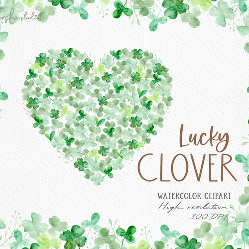 Lucky Clover Watercolor Clip Art/ St Patricks Day Clipart/ - Etsy