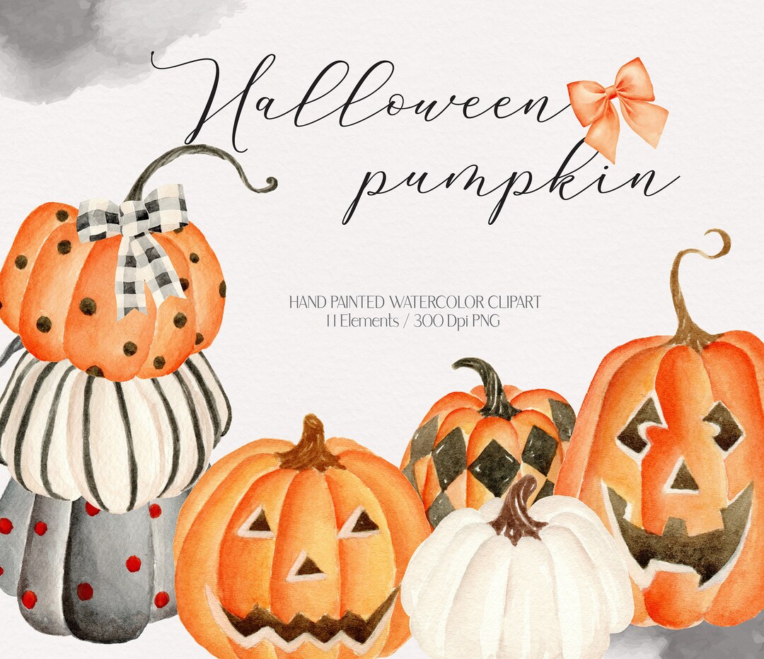 Watercolor Halloween Pumpkin Png Fall Clipart Autumn Clipart Pumpkin ...