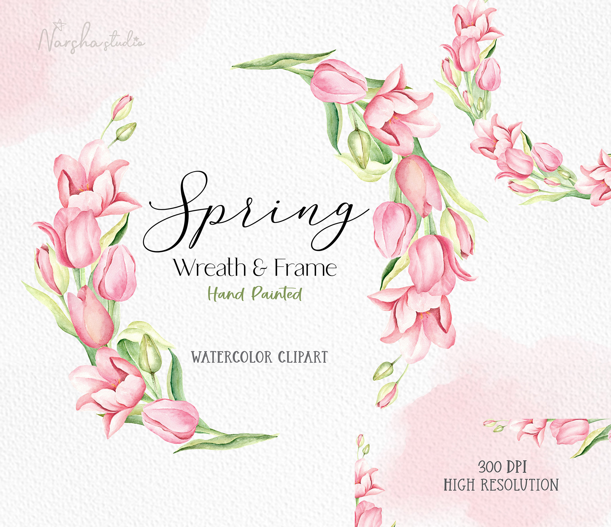 Spring Floral Wreath & Frames Watercolor Clip Art/ Flower - Etsy