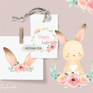 Rabbit Watercolor Clip Art/ Easter Bunny/ Easter Printable/ Baby Bunny ...