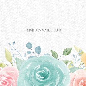 Mint Flowers Clipart Rose Flower Wreath Png Wreath Frame Watercolor ...