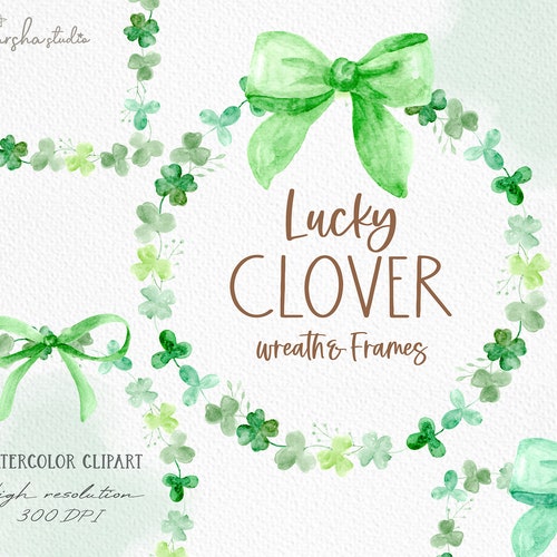 Watercolor St Patricks Day Clipart/ Clover Heart Png/ Clover - Etsy