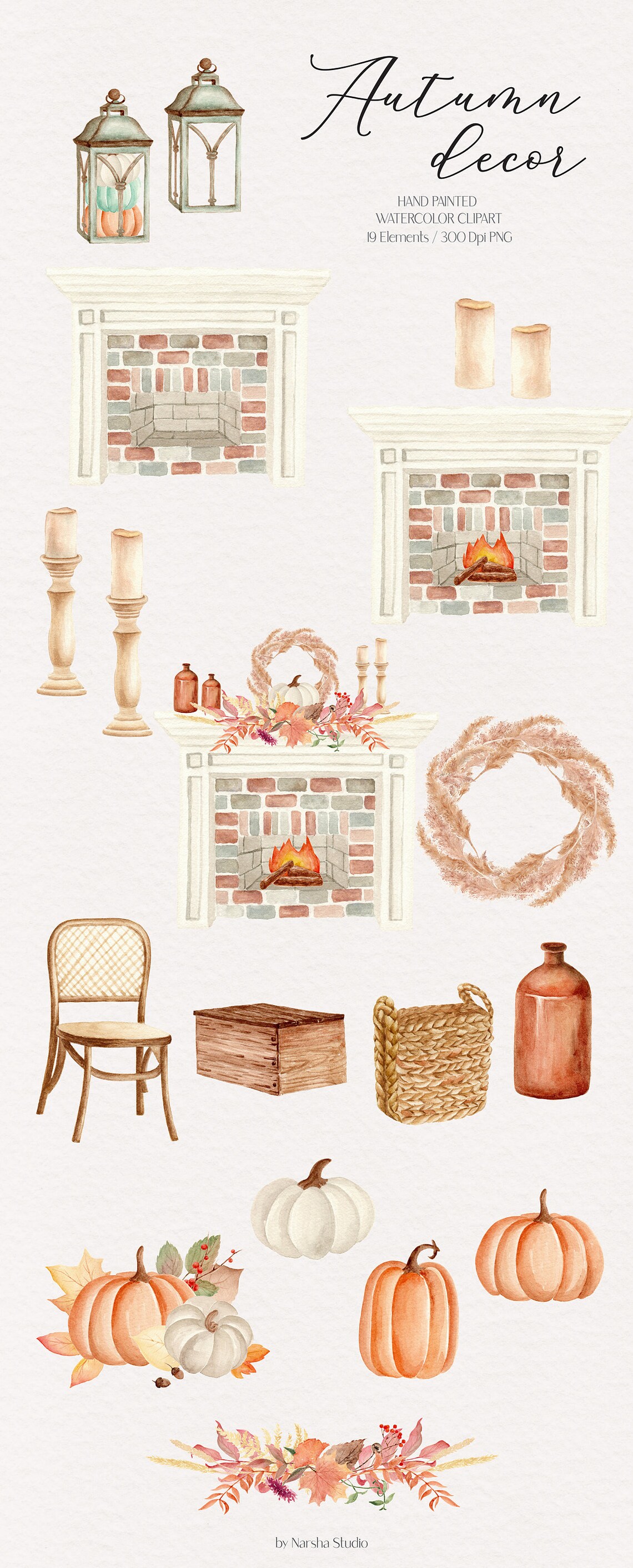 Watercolor Autumn Clipart Watercolor Autumn Decor Cozy Autumn - Etsy