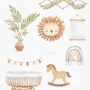 Boho Nursery Watercolor Clip Art/ Boho Png/ Rainbow Png/ Newborn ...