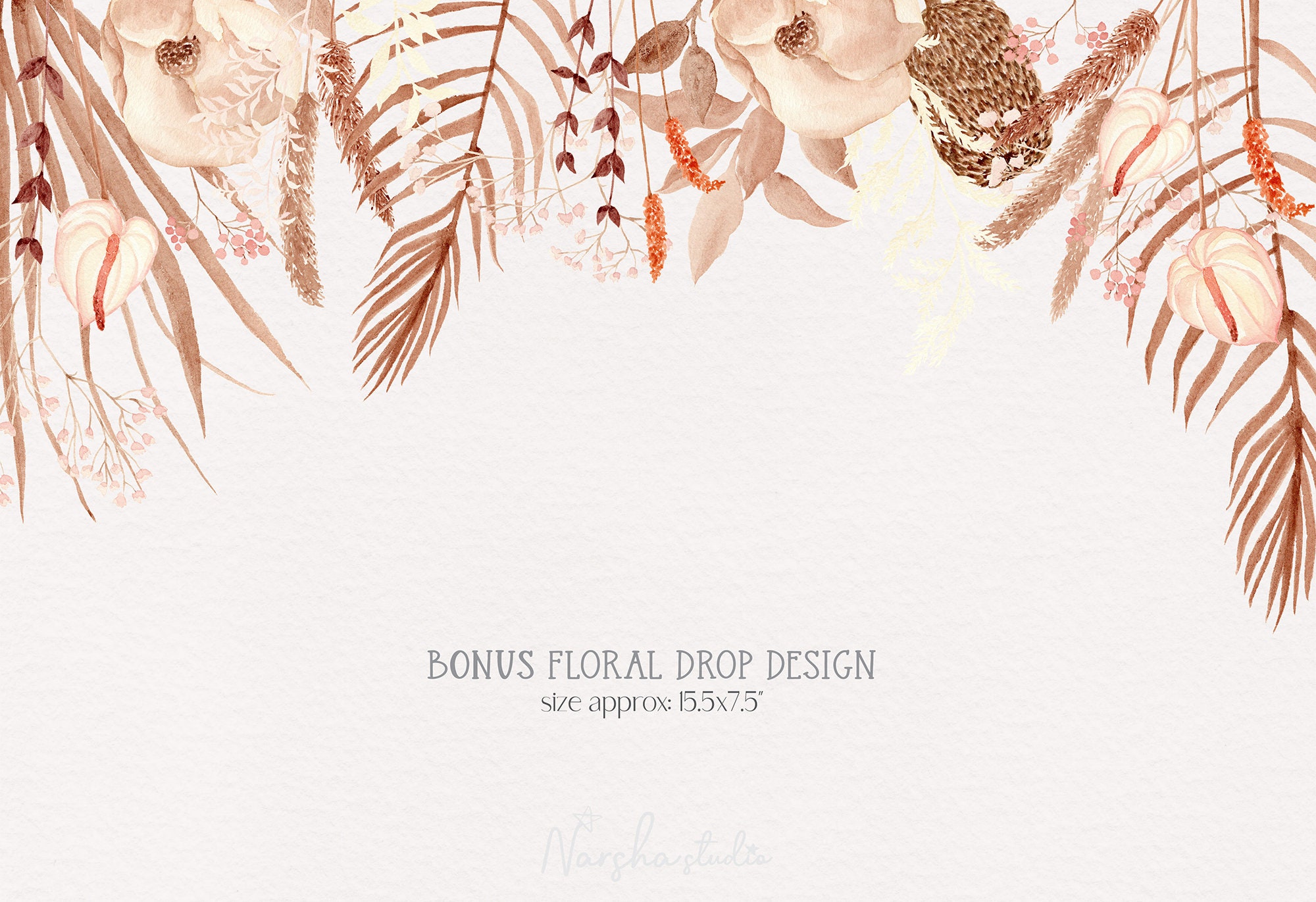 Watercolor Dried Flower Clipart Boho Flower Clipart Boho - Etsy