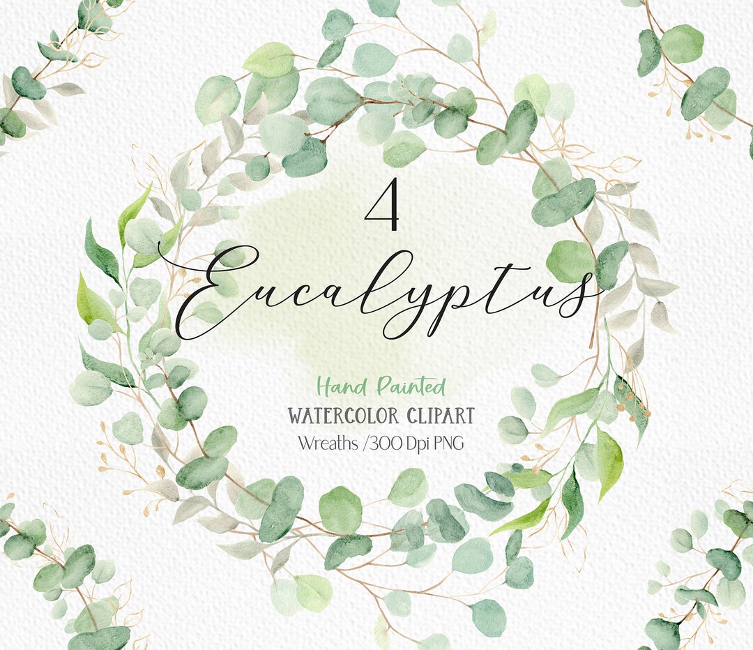 Watercolor Eucalyptus Wreath Clipart Greenery Wreath Png Watercolor ...