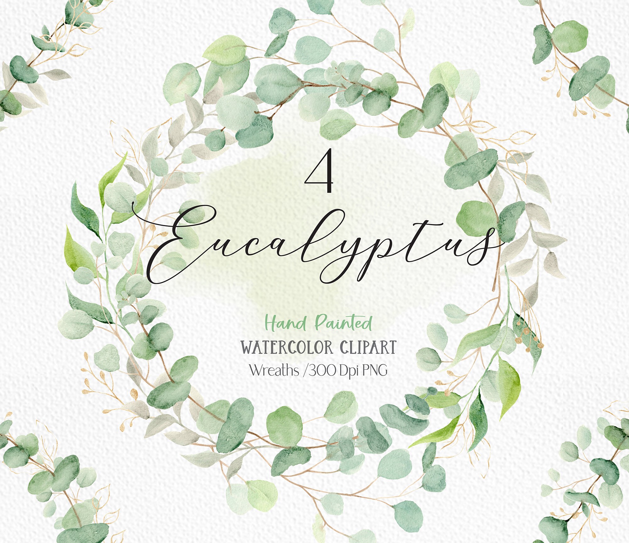 Watercolor Eucalyptus Wreath Clipart Greenery Wreath Png - Etsy