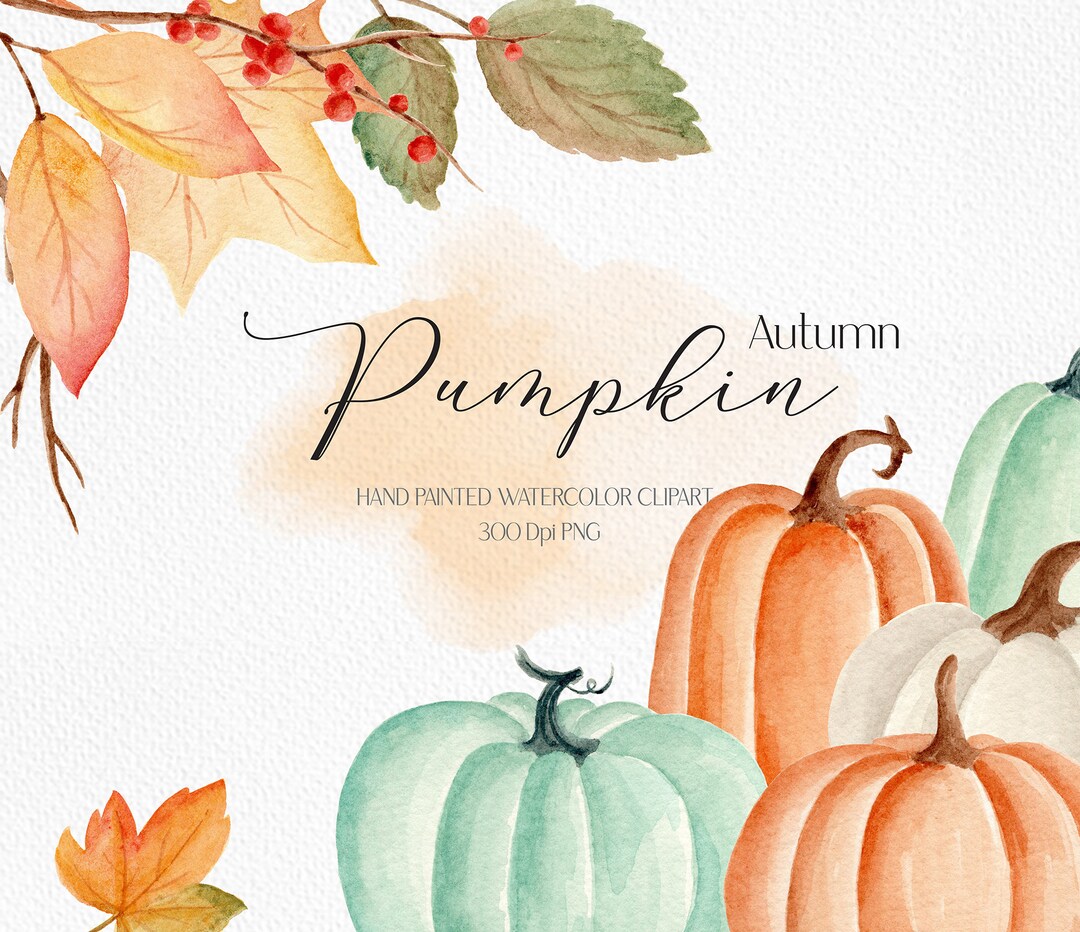Watercolor Fall Clipart Watercolor Pumpkins Clipart Pumpkin ...