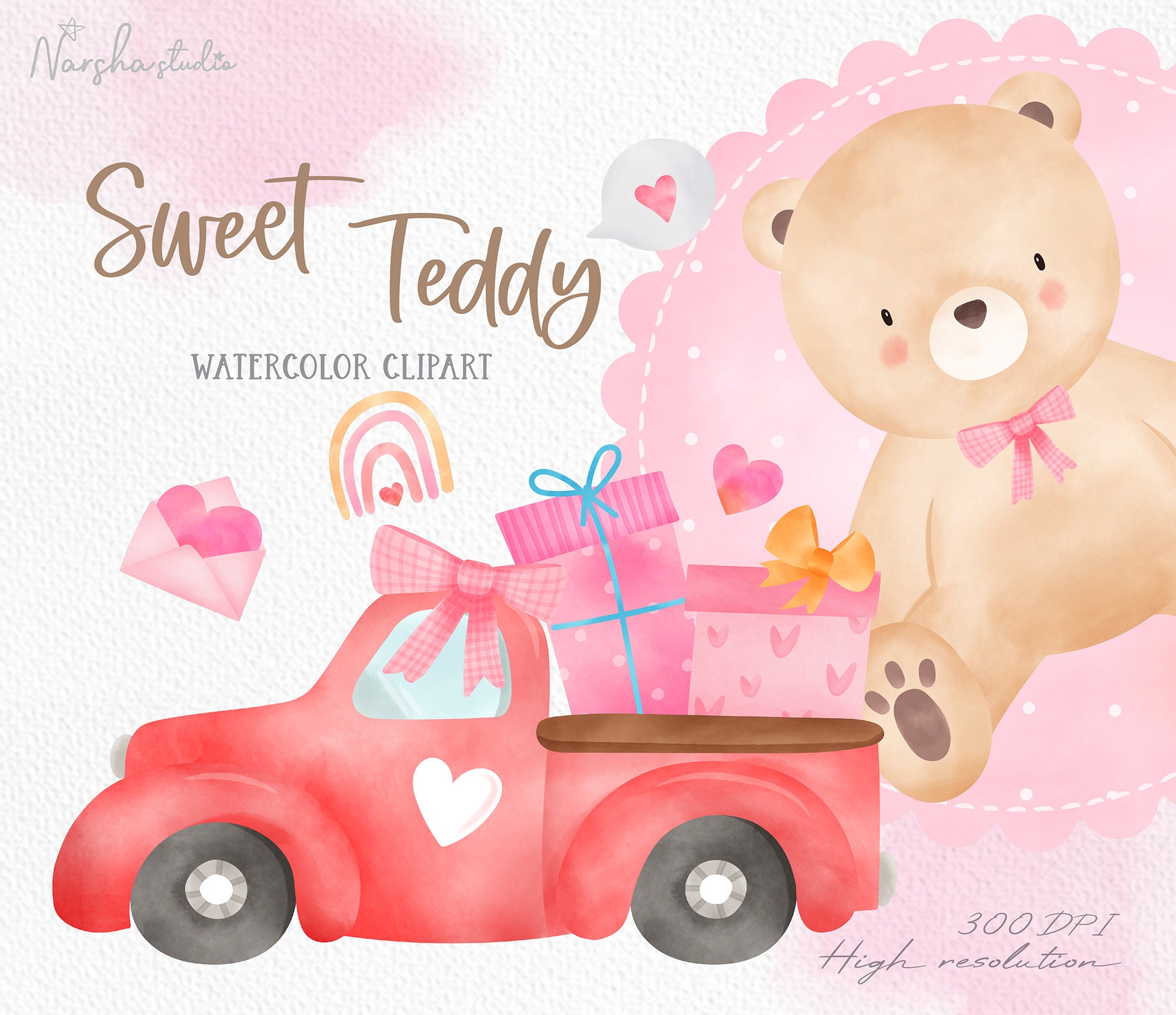 Sweet Teddy Bear Watercolor Clip Art/ Teddy Bears/ Cute - Etsy