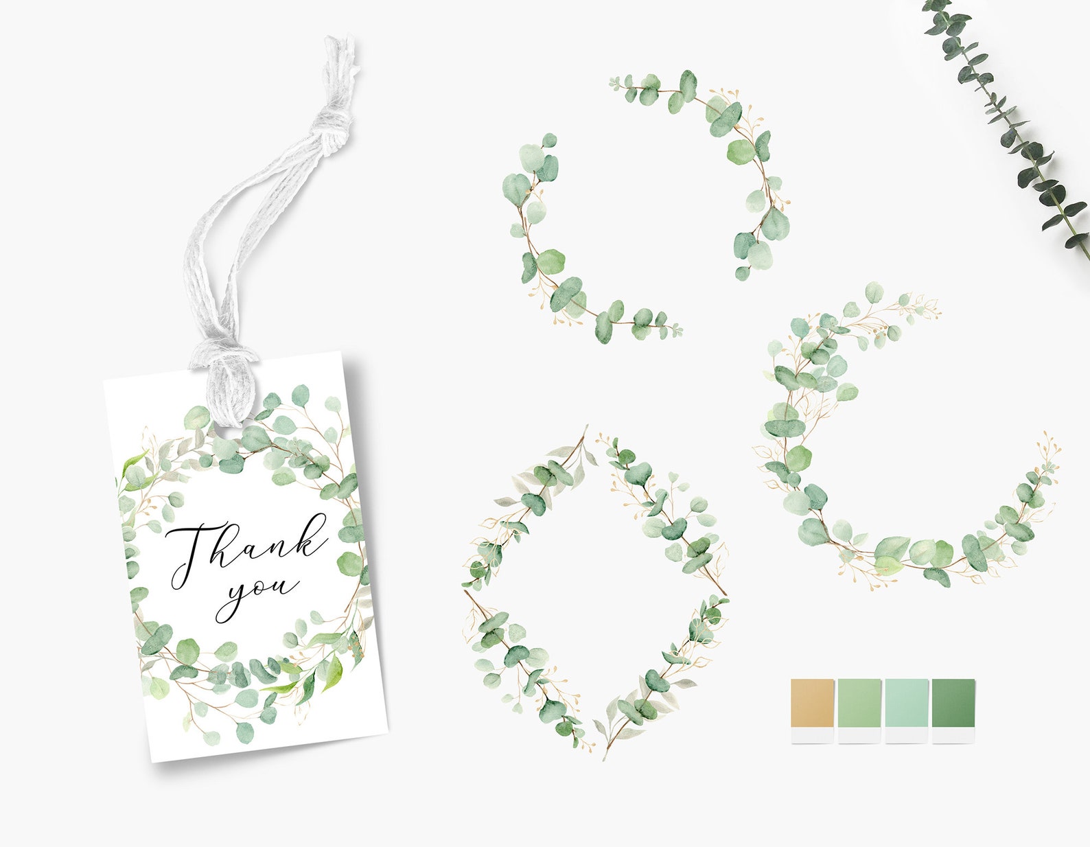 Watercolor Eucalyptus Wreath Clipart Greenery Wreath Png - Etsy