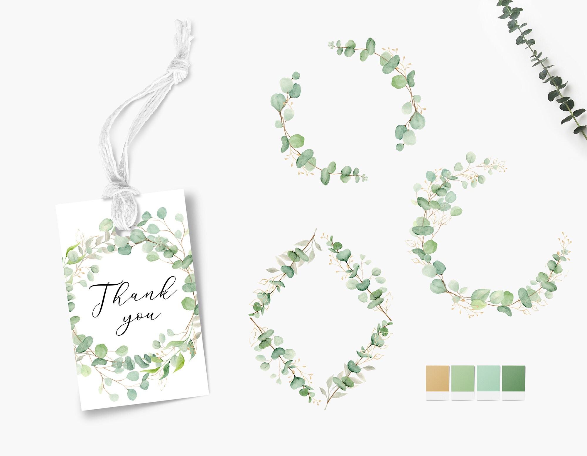 Watercolor Eucalyptus Wreath Clipart Greenery Wreath Png - Etsy