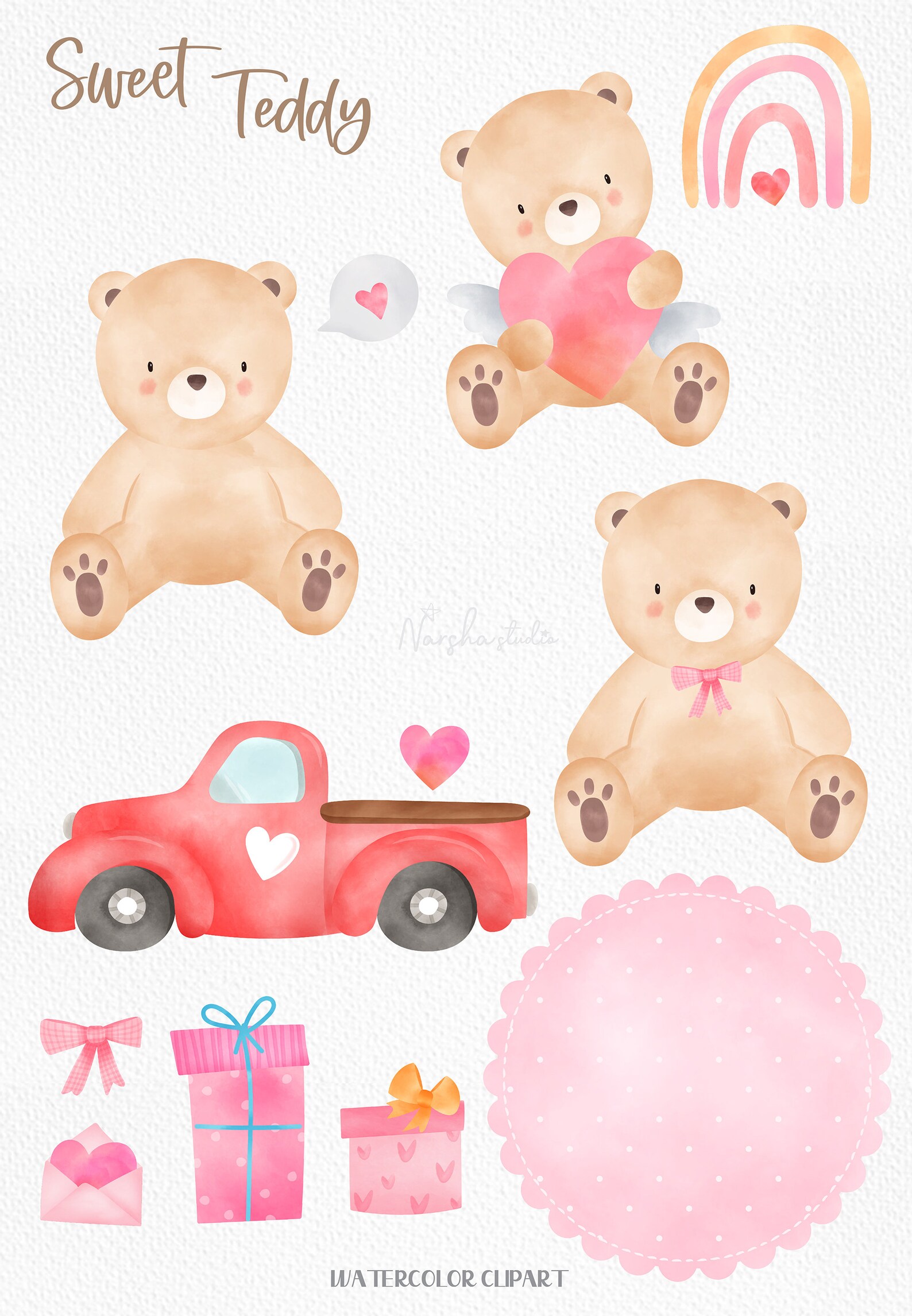 Sweet Teddy Bear Watercolor Clip Art/ Teddy Bears/ Cute - Etsy
