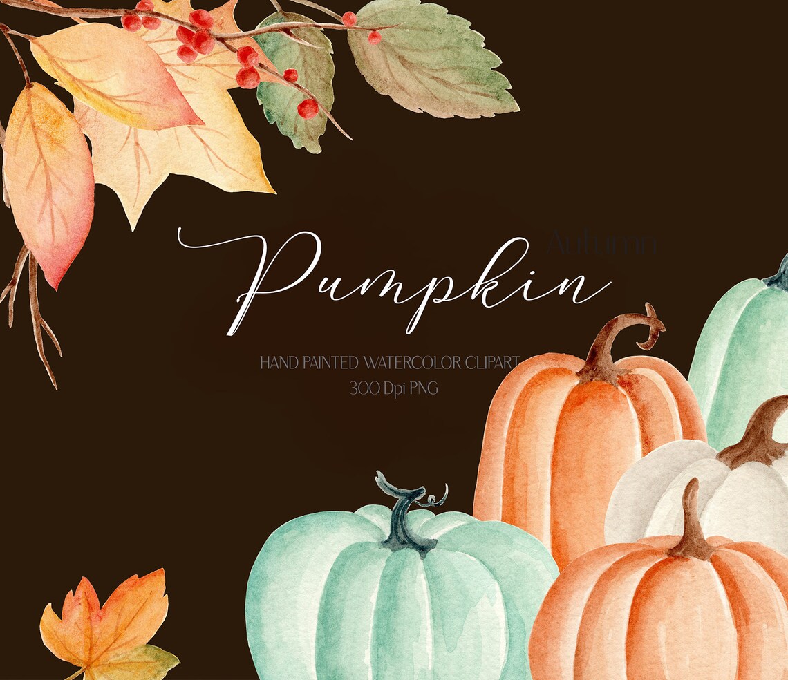 Watercolor Fall Clipart Watercolor Pumpkins Clipart Pumpkin - Etsy