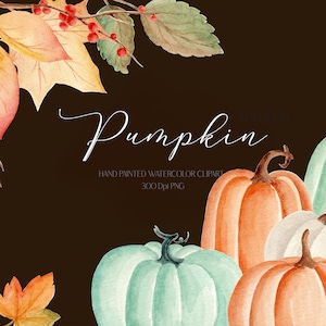 Watercolor Fall Clipart Watercolor Pumpkins Clipart Pumpkin ...