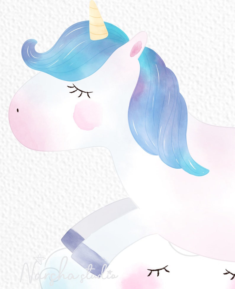 Watercolor Baby Unicorn Clip Art/ Unicorn PNG/ Hearts/ | Etsy
