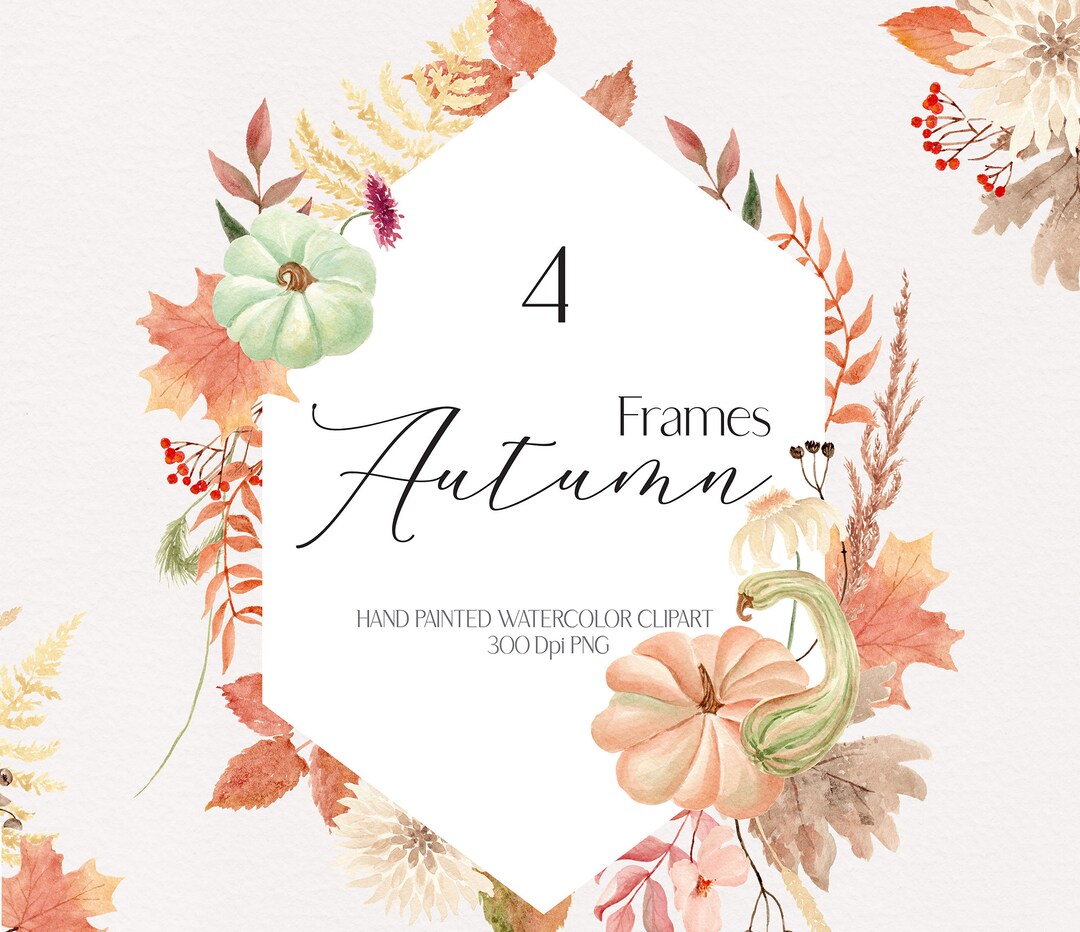 Watercolor Fall Clipart Autumn Clipart Thanksgiving Clipart Floral ...