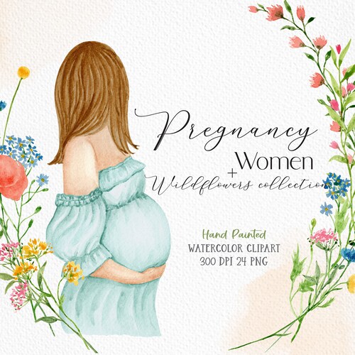 Watercolor Pregnancy Clipart Newborn Clipart Baby Shower - Etsy